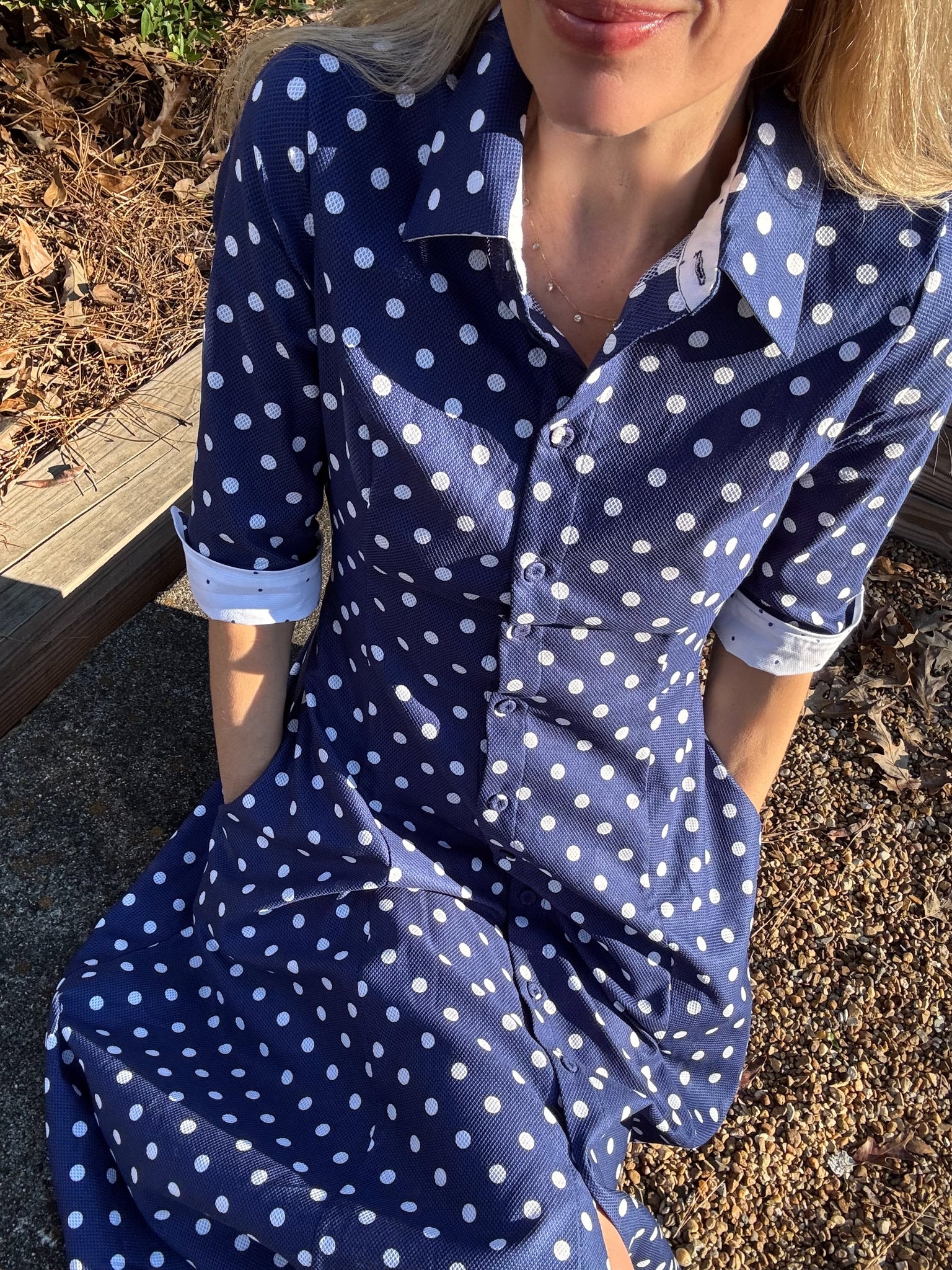 Evi Grintela Cara Midi Dress in Blue Polka Dot – Shopcestmimi