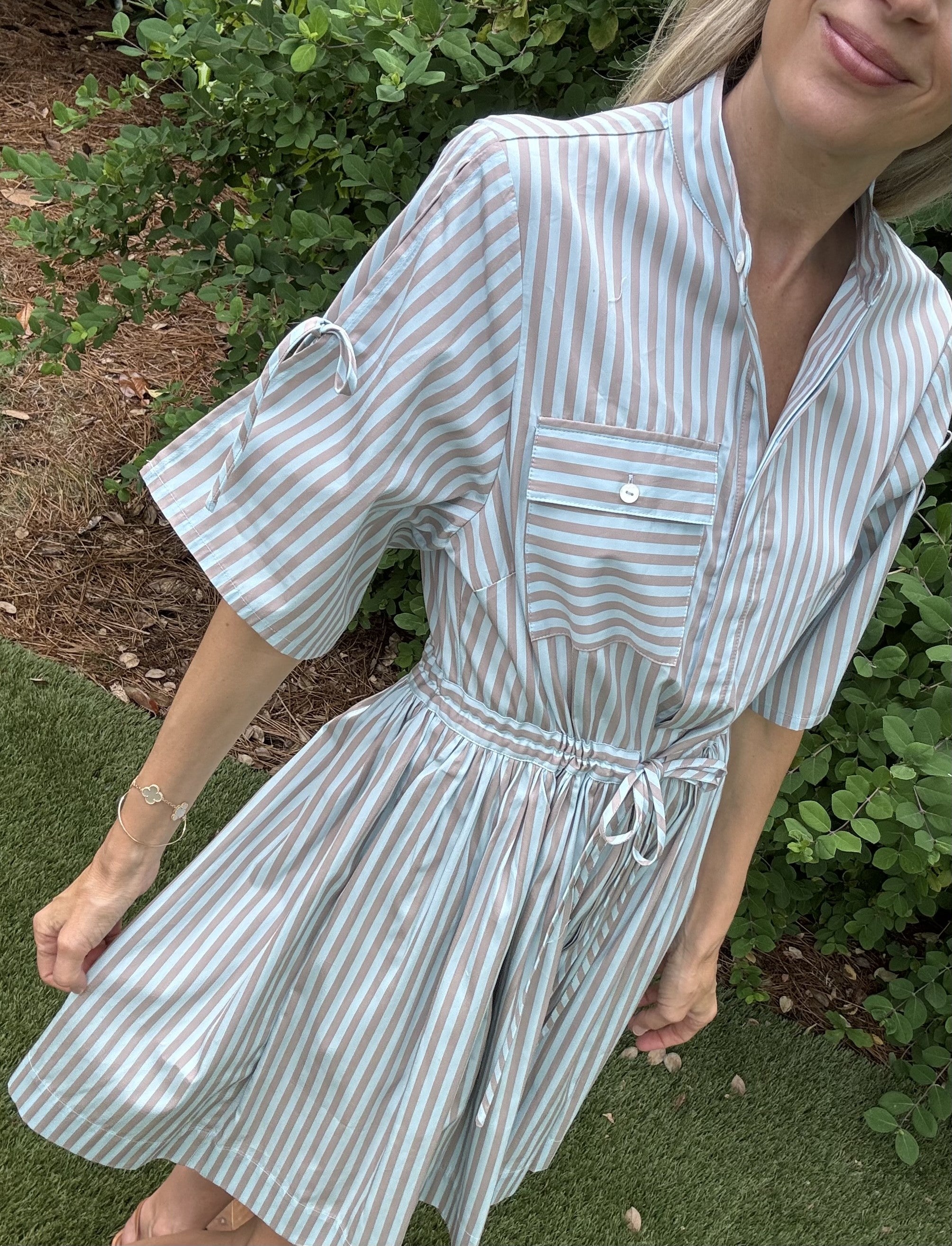 Hevron Febe Dress in Ice Blue Stripe – Shopcestmimi